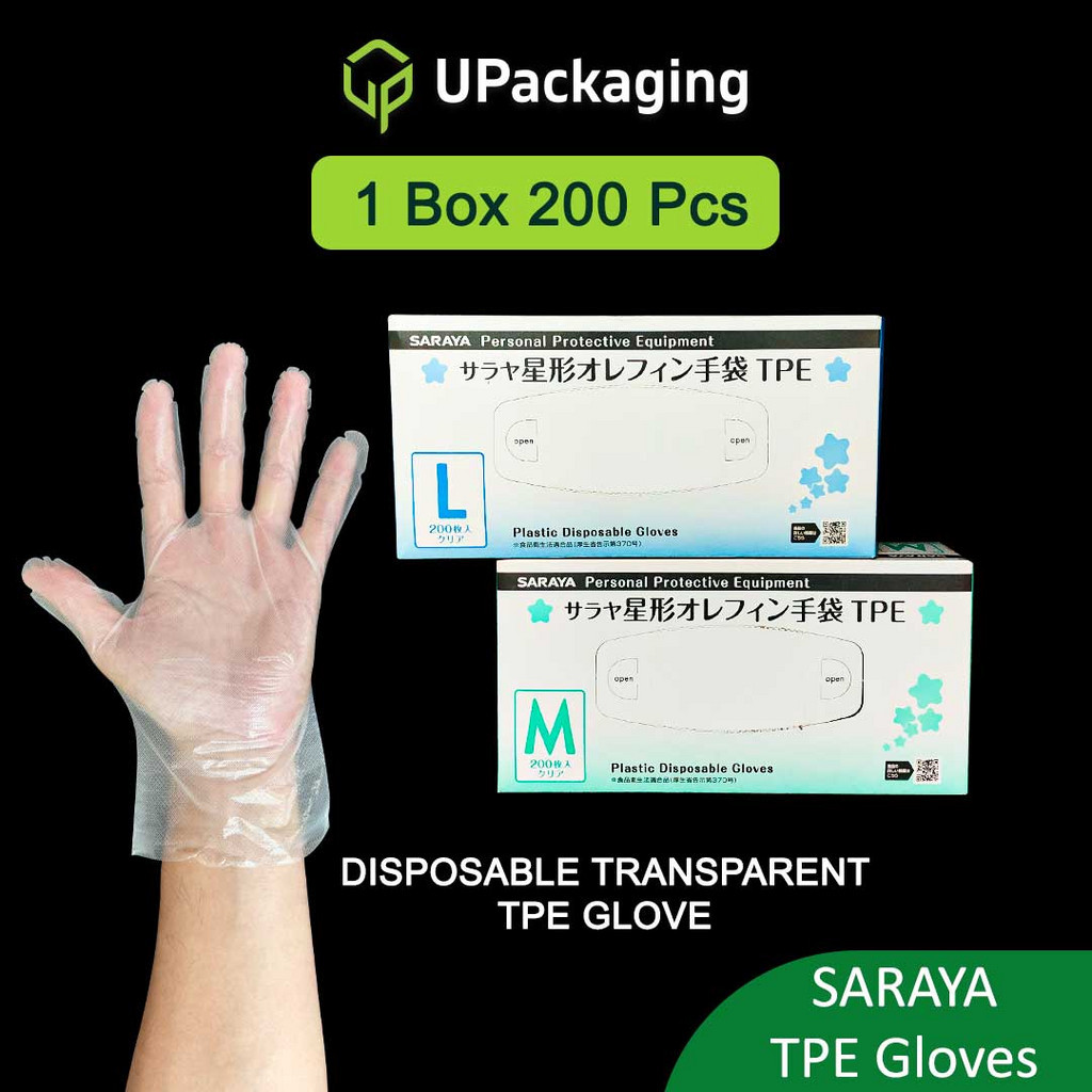 [200 Pcs] SARAYA TPE GLOVES Clear Plastic Transparent Clear TPE ...