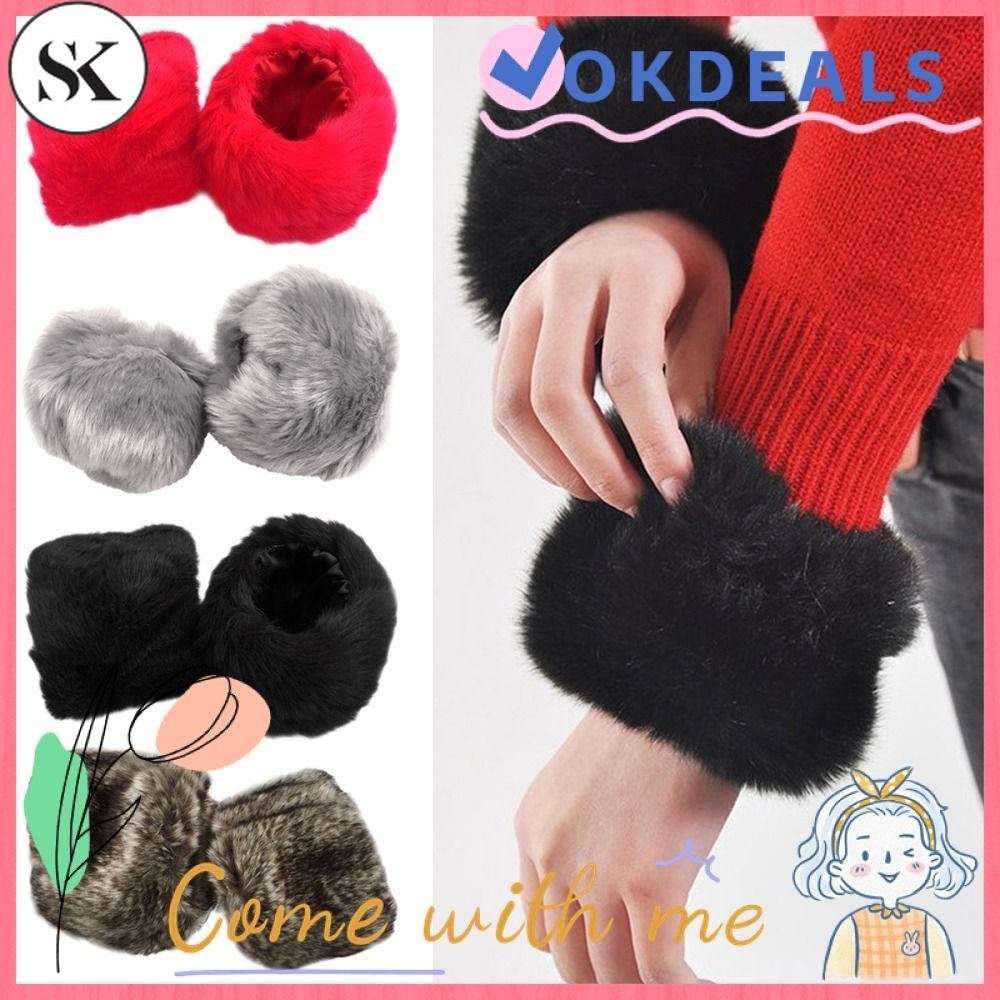 SK Faux Fur Wrist Cuffs Windproof for Wool Coat & Jackets Oversleeve ...