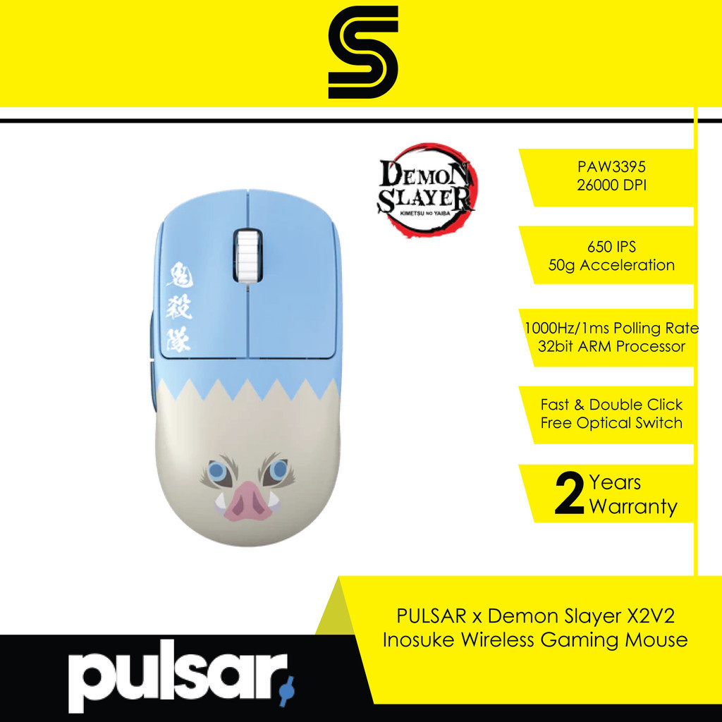PULSAR X Demon Slayer X2V2 Inosuke Wireless Gaming Mouse | Shopee Malaysia