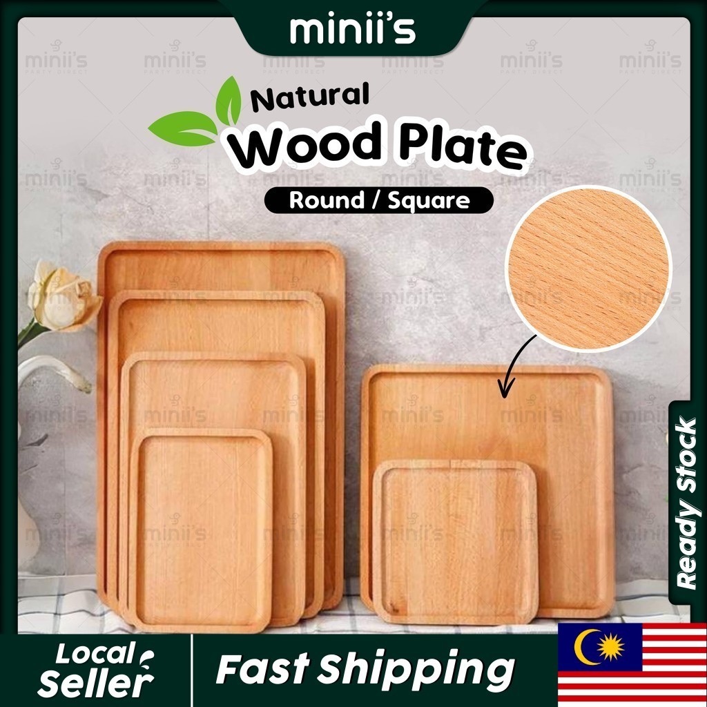 MINIIS Premium Wooden Plate Wooden Tray Wood Plate Dulang Kayu Pinggan ...