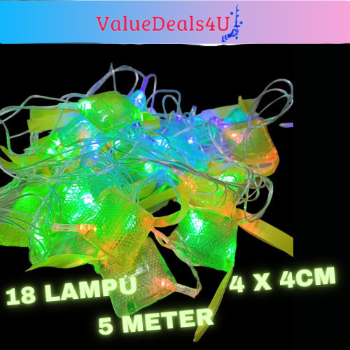 5 Meter 18 Lampu Hari Raya Light LED Party Light Lampu Ketupat Lampu ...