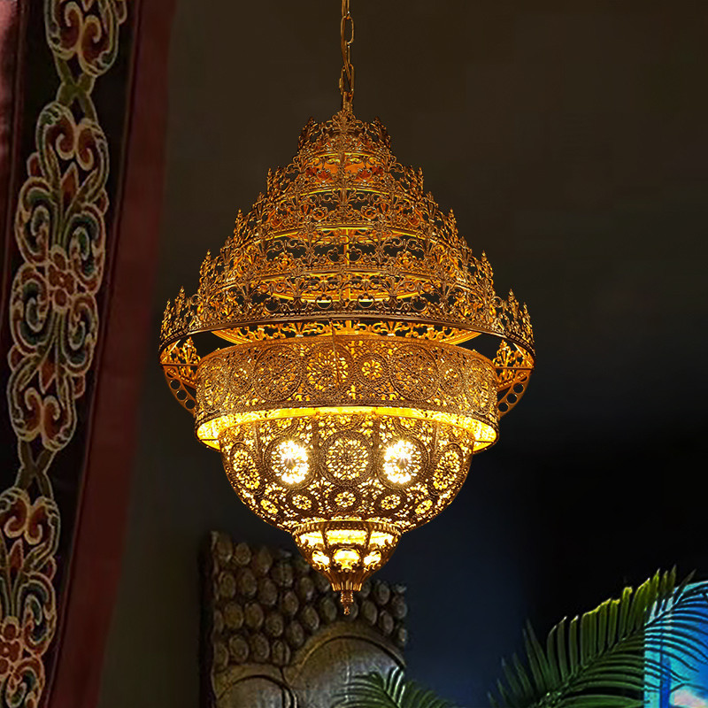 Turkish Chandelier Moroccan Etched Chandelier Crown Gold Hollow Arabic ...