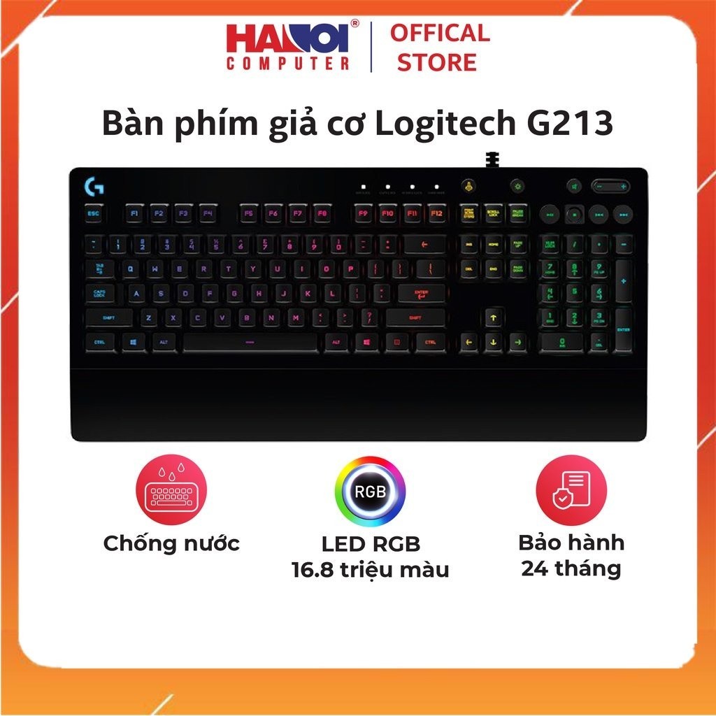 Logitech G213 RGB mechanical keyboard black RGB led 16.8 million colors ...