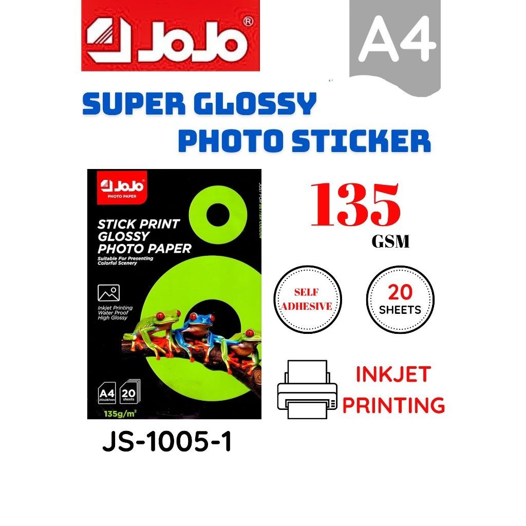 [ 135GSM STICKER 20'S ] A4 JOJO WATER RESISTANT SUPER GLOSSY PHOTO ...
