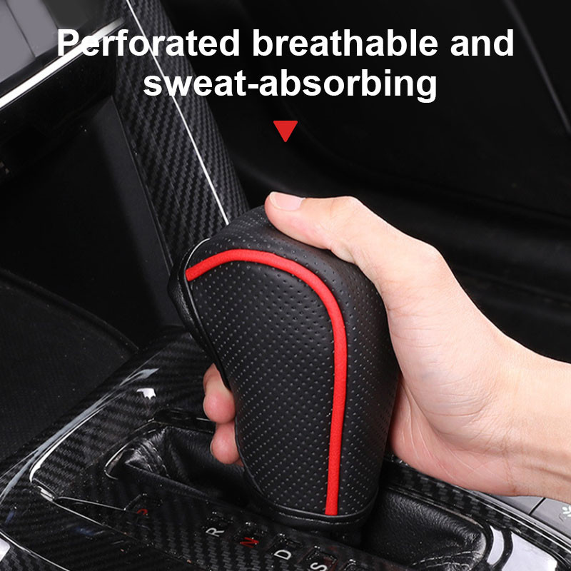 Car Gear Shift Cover Leather Shift Lever Cover Gearbox Shifter Knob ...