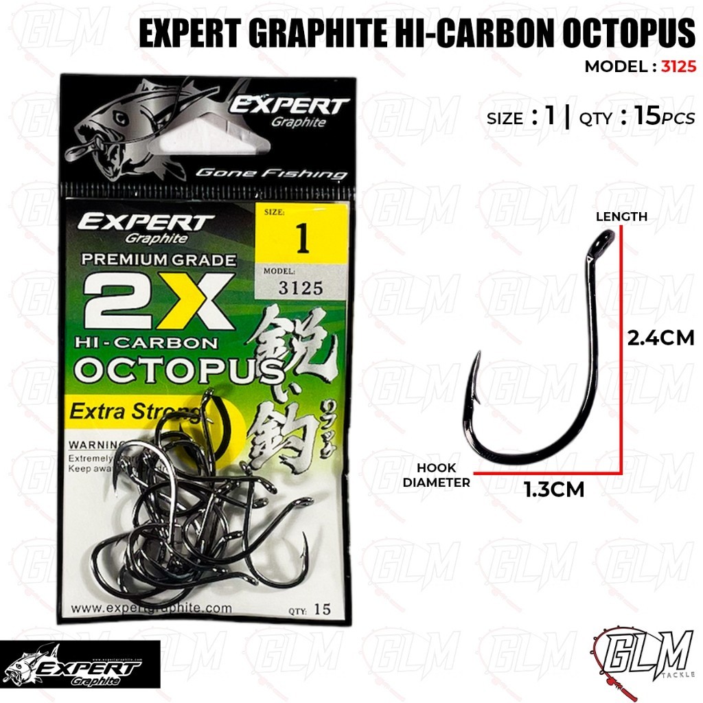 EXPERT GRAPHITE 3125 2X HI-CARBON 3125 OCTOPUS HOOK | Shopee Malaysia