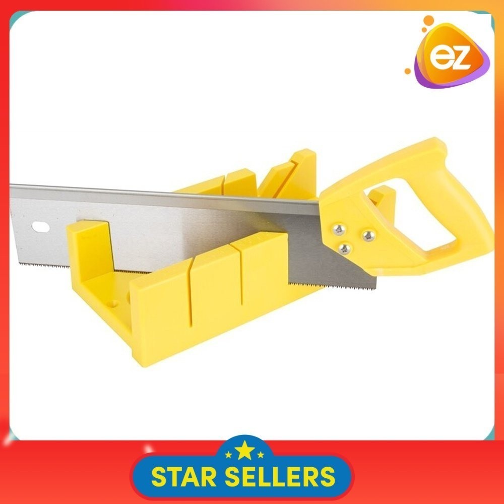 300mm 12" Mitre Box With Yellow Tenon Saw Wainscoting Miter Storage 45 ...
