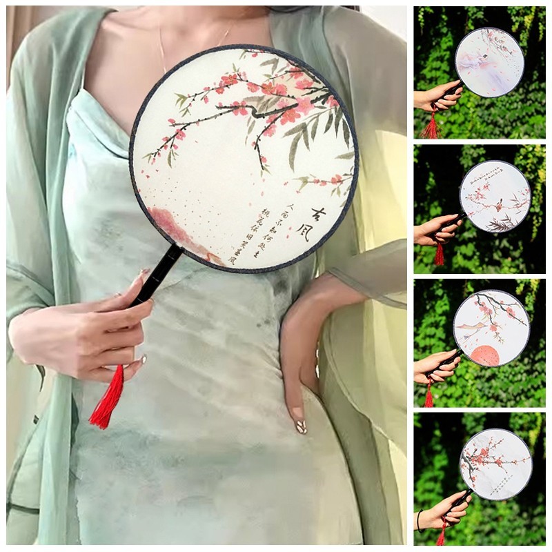 Retro Hand Fan Chinese Style Circular Fan Landscape Painting Pattern ...