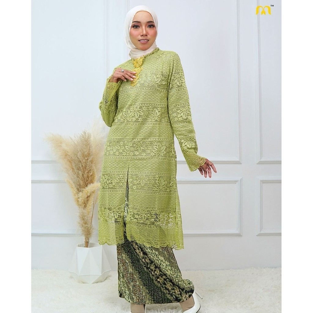 NURULMALL SET KEBAYA LABUH JUWITA LACE WITH KAIN PLEATED | Shopee Malaysia