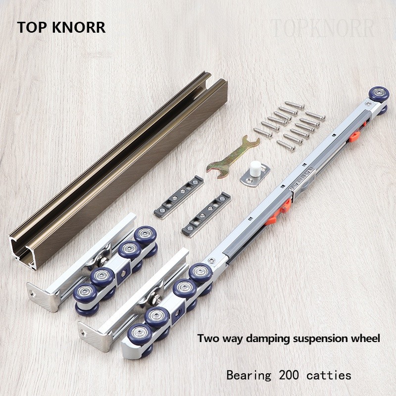 Customized products Two-way buffer damping sliding door hanging rail ...