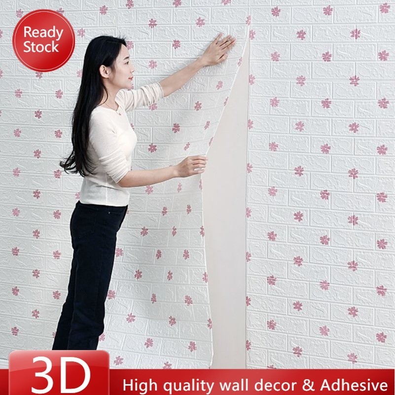 Wall Paper Dinding Adhesive 3D Foam Wallpaper Sticker Design Cartoon ...