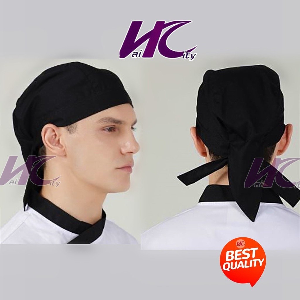 (HC) Black Caribbean Chef Hat Kitchen Skull Cap Professional Hat Topi ...