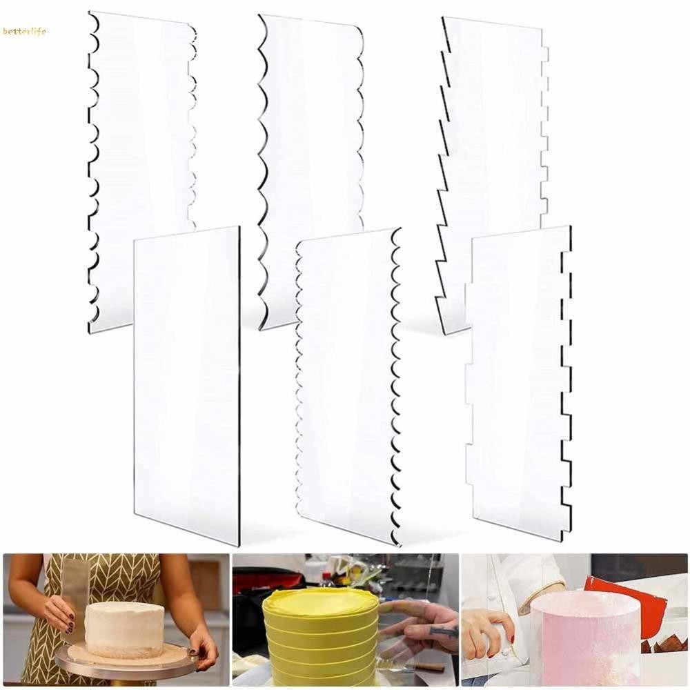 Cake Scraper Cake Comb Transparent 6 Different Shapes 6pcs/set Acrylic ...