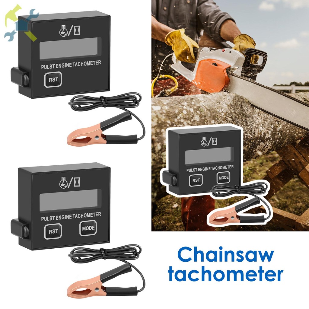 Small Engine Tachometer Waterproof Inductive Hour Meter with Clip Digital Tachometer Tach Gauge ...