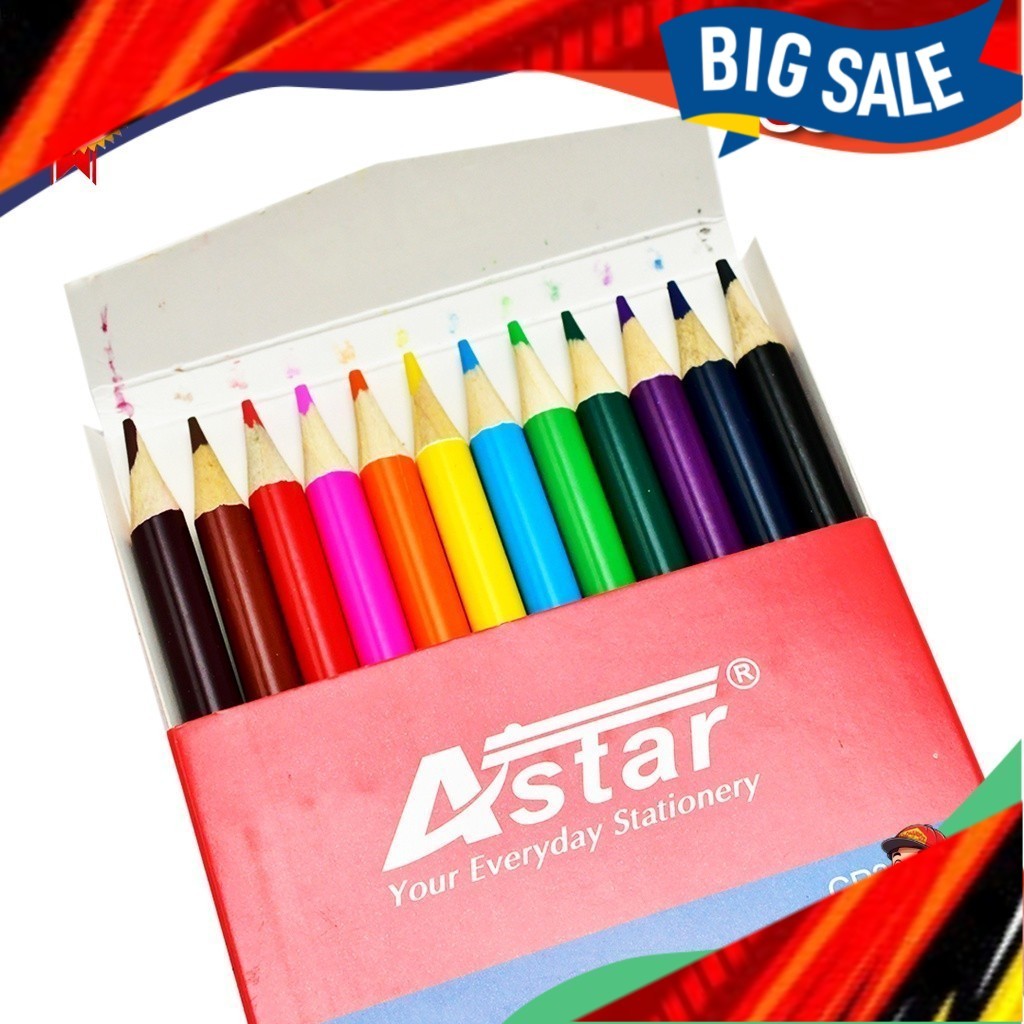 (12pcs/pack) Pensil Warna Panjang, Pencil Colour Long, Pencil Warna ...