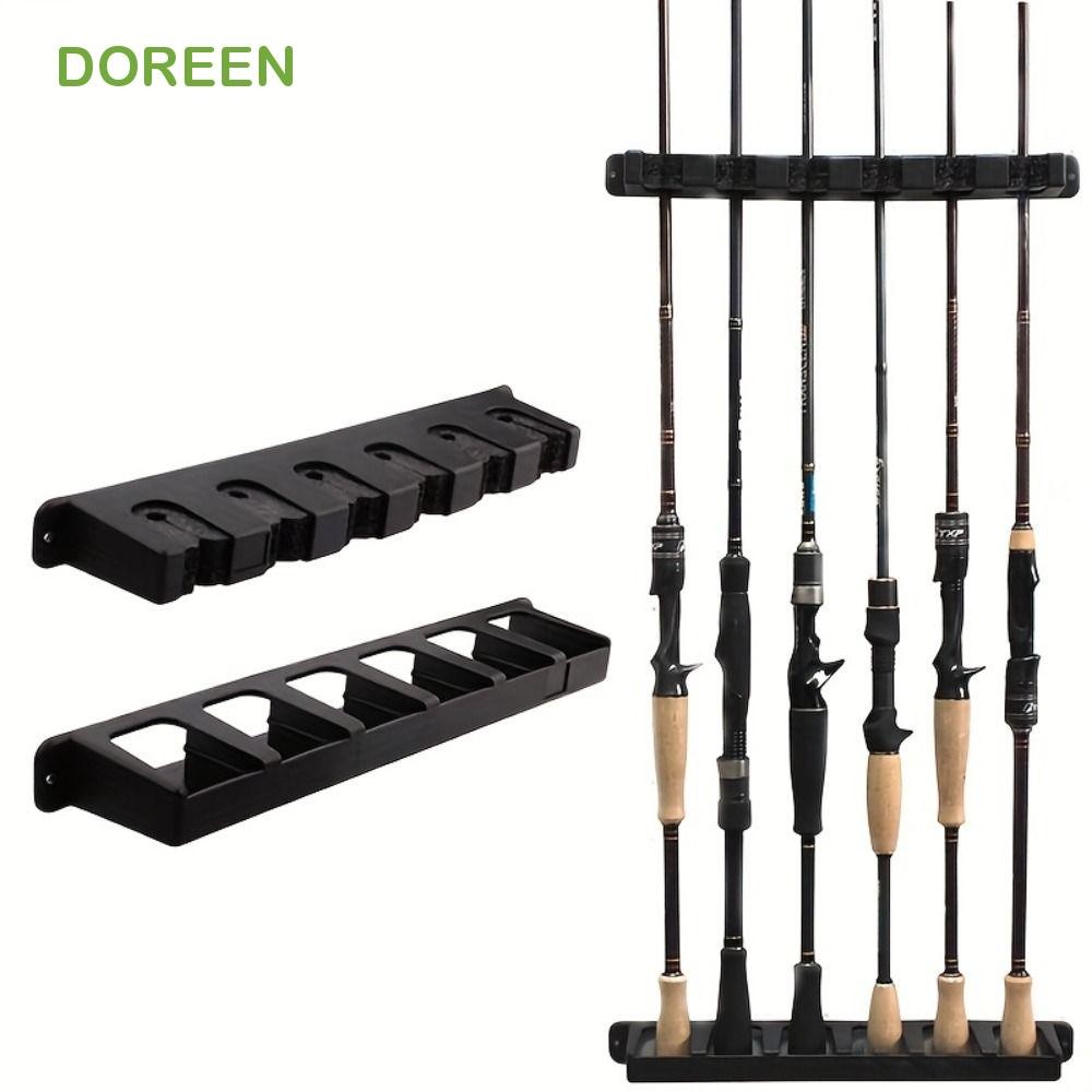 DOREEN Fishing Rod Holders, 6 Hole Wall Mount Fishing Rod Display Stand ...