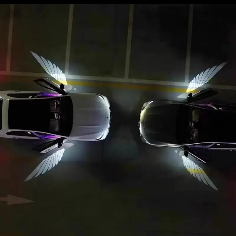 2Pcs Car Angel Wings Wireless Car Door LED HD Welcome Courtesy Shadow ...