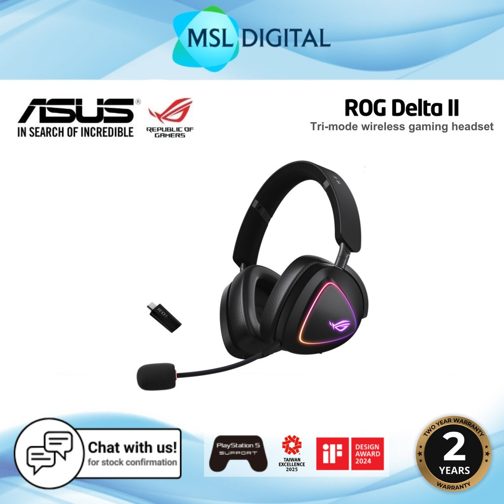 ASUS ROG Delta II Tri-mode wireless gaming headset with ROG SpeedNova ...