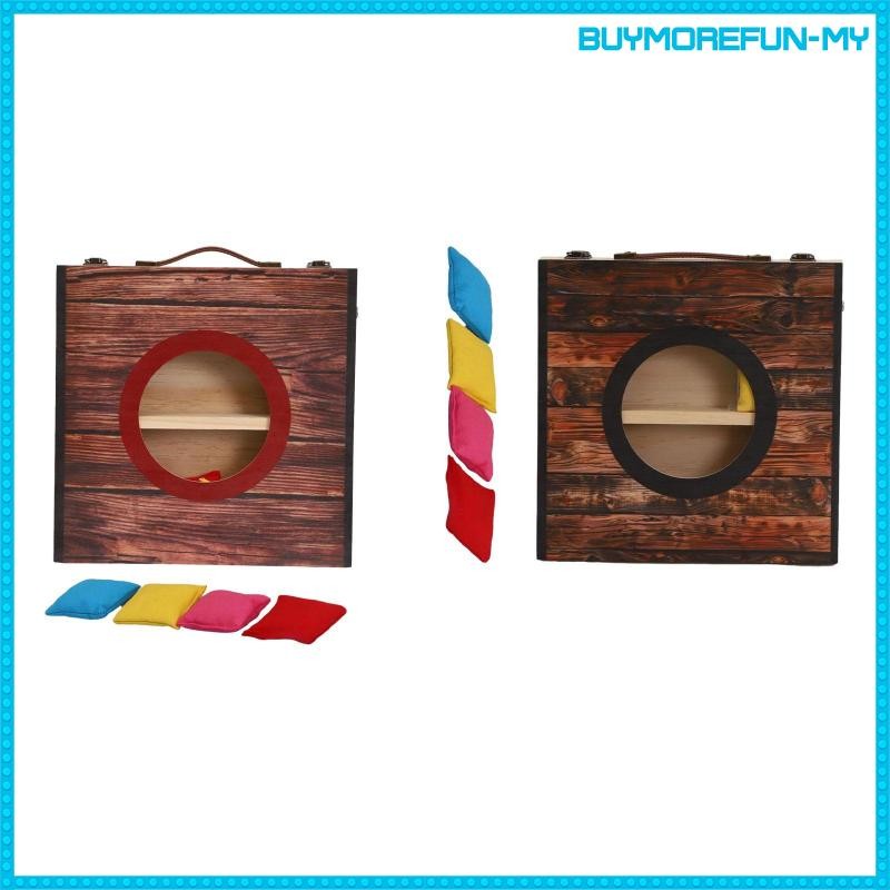 [BuymorefunMY] Wooden Desktop Cornhole Game Fun Gifts Tossing Beanbags ...