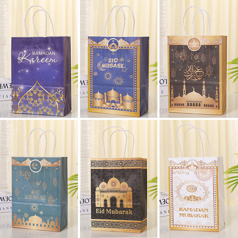 1Pcs Ramadan Gift Bags Eid Mubarak Candy Handbags Hari Raya Paper ...