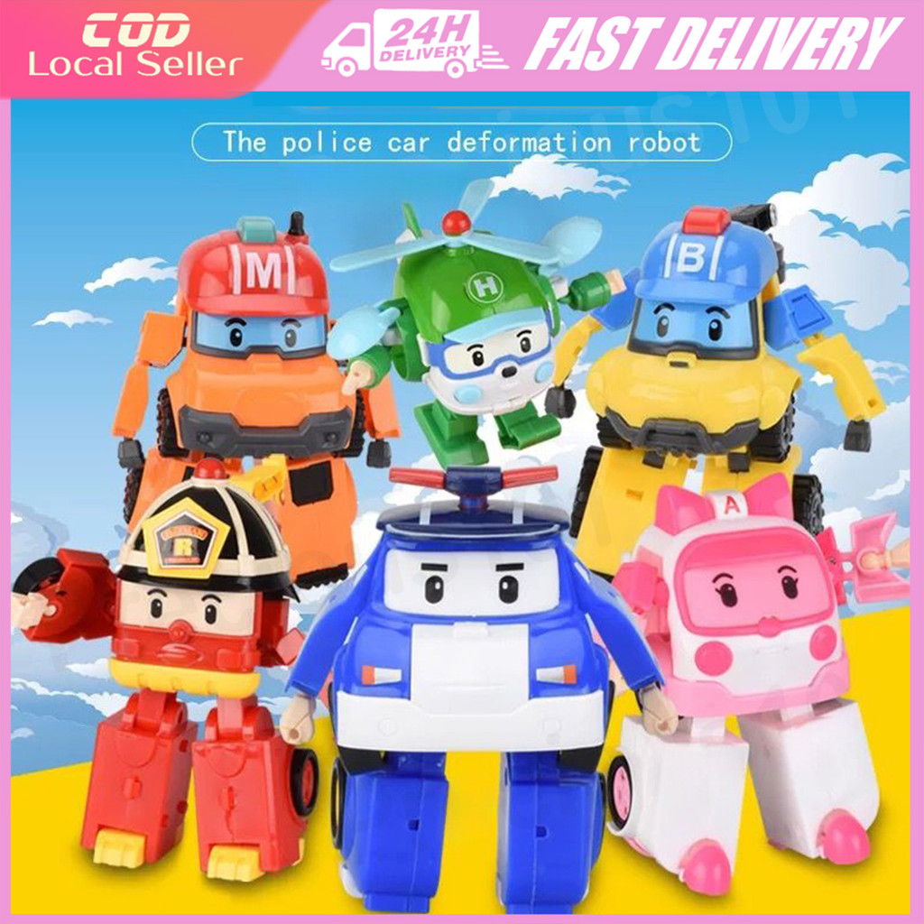2 in 1 Poli Robocar Transform Rescue Vehicle Series Toy Poli Car Robot ...