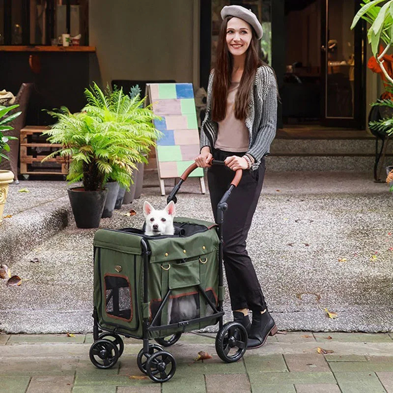 Outdoor Pet Stroller with Wheels for Medium Dogs and Cats, Travel ...