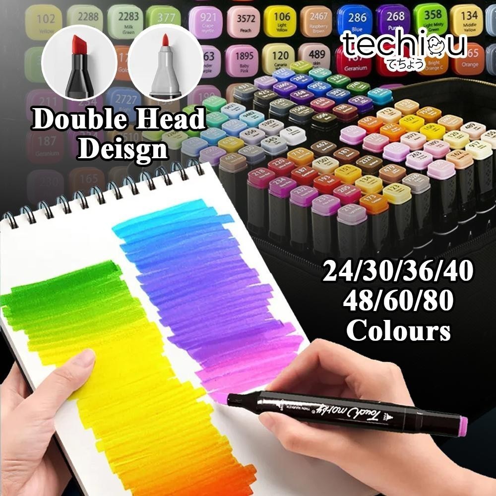 Double Headed Marker Pen Set Sketching Oily Tip Alcohol Base Markers ...