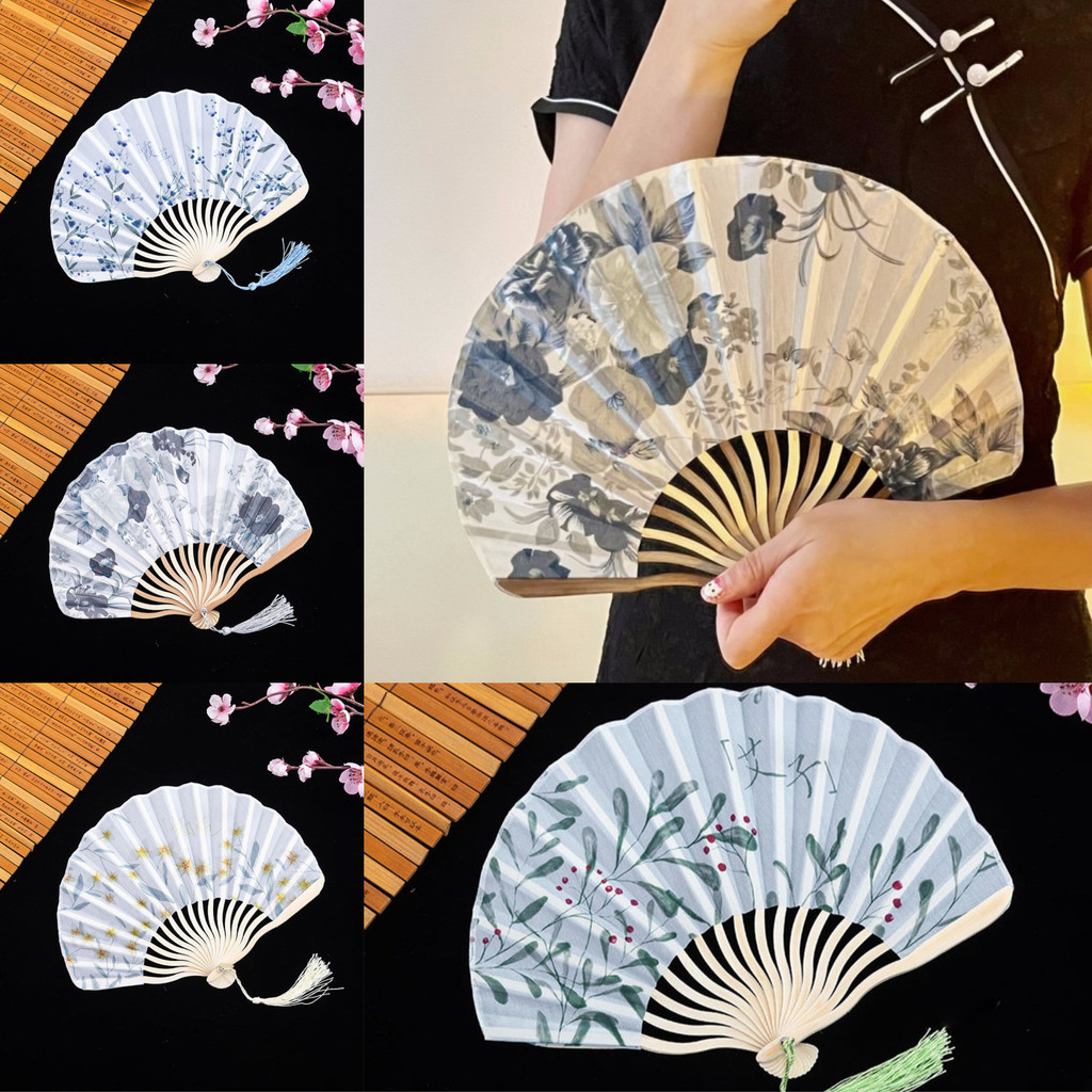 Chinese Style Flower Painting Fans Portable Hand Held Fan Blank Silk ...