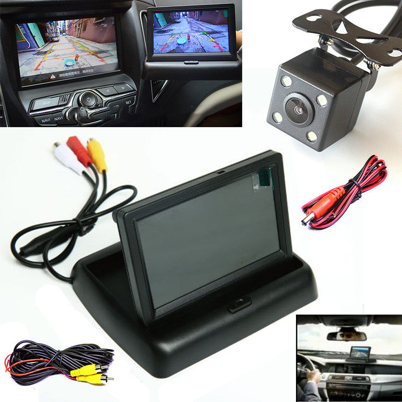 Car Reversing Rear View Camera Kit 4.3" Display Parking Monitor Night ...