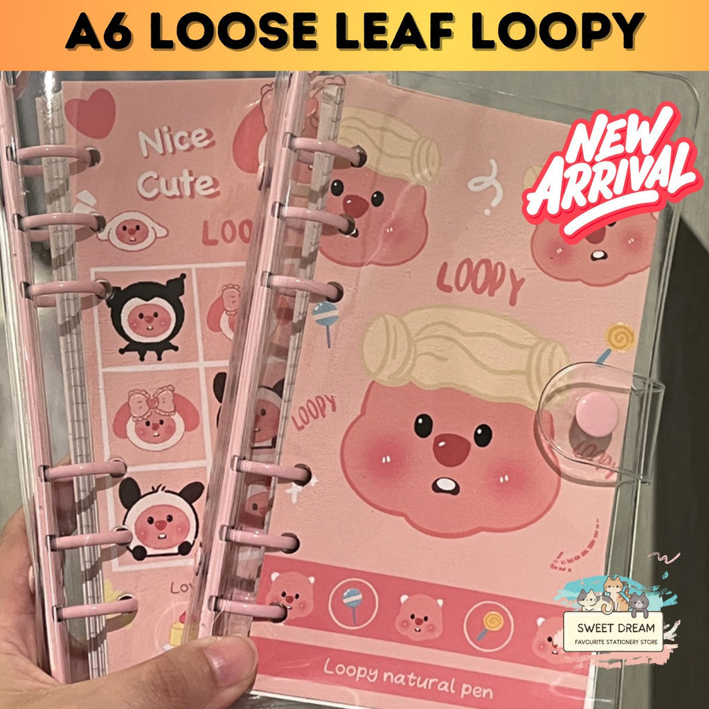 Sanrio Pink Loopy A6 loose-leaf Sanrio high-looking thickened notebook ...