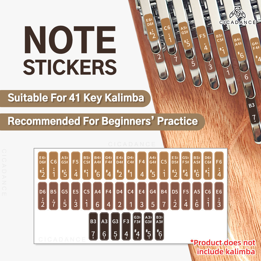 41 Key Kalimba Note Stickers Brown Thumb Piano Scale Sticker Removable ...