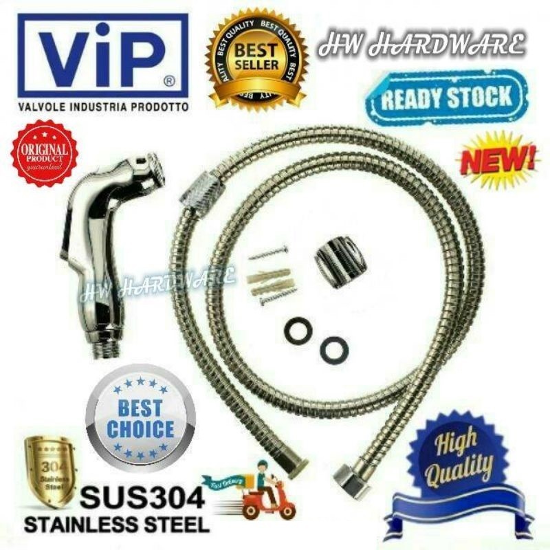 100% ORIGINAL ViP STAINLESS STEEL TOILET BIDET SPRAY WITH HOSE SET ...