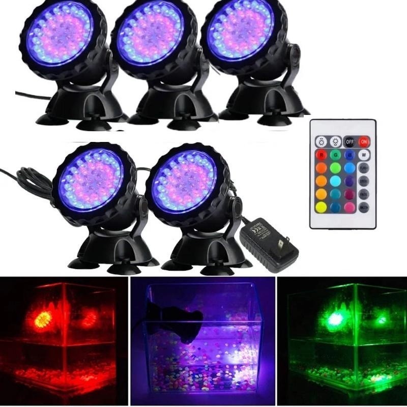 36 LED RGB Submersible Pond Spotlight IP68 Waterproof Underwater Aquarium Light Outdoor Fountain ...