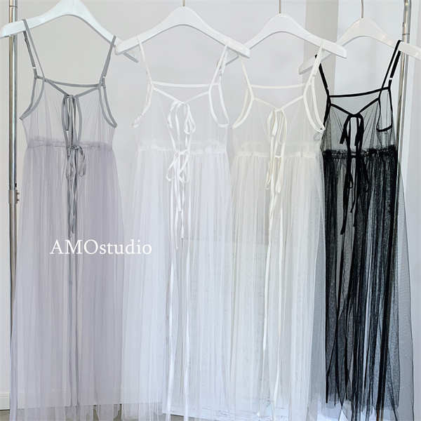 dinner dress balletcore dress dress sulam Ballet Style Gauze Sling ...