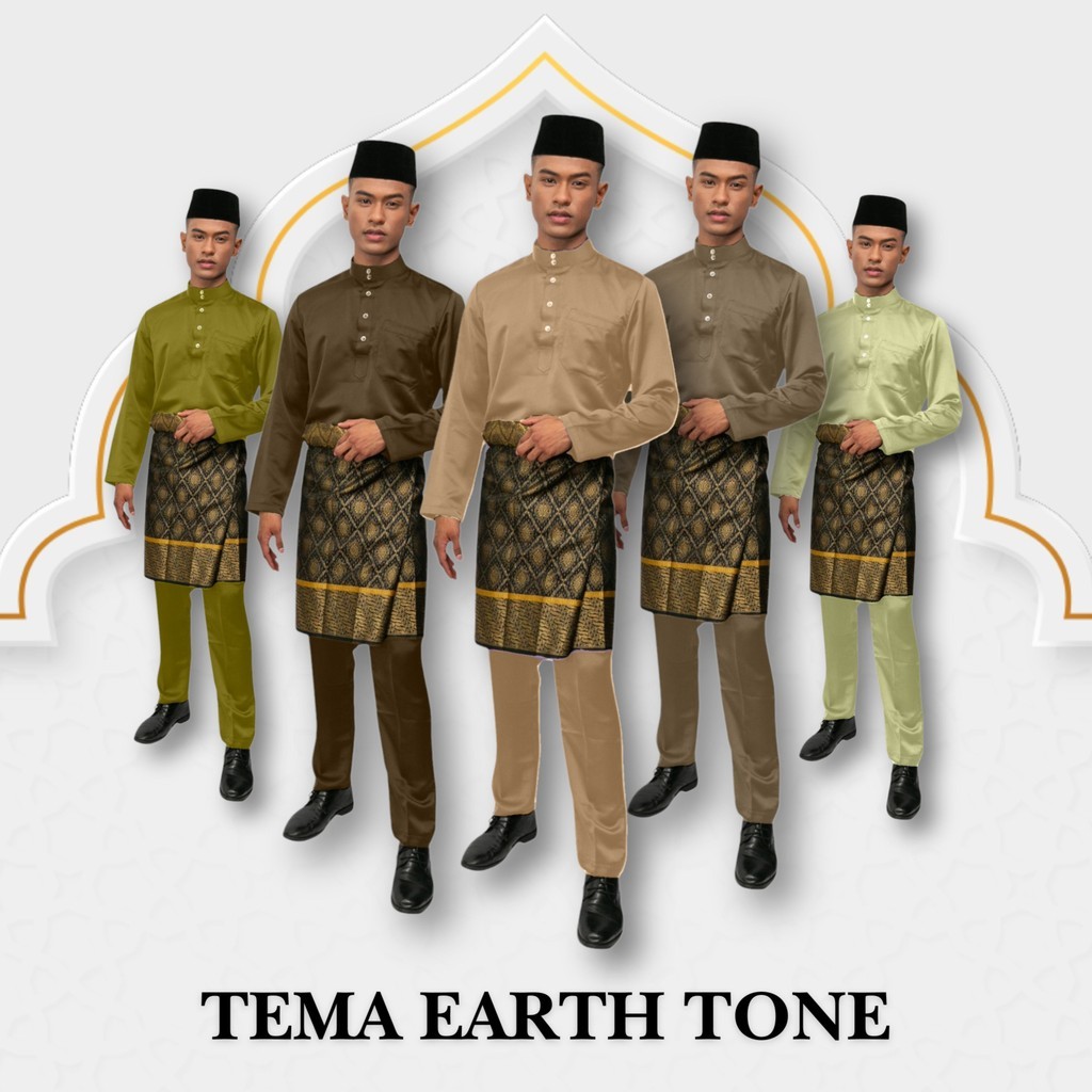 Tema Earth 1 - Cekak Musang Moden Fit Baju Melayu Silky Satin Slim Fit ...