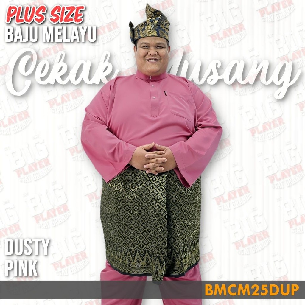 (3XL to 9XL) Plus Size Baju Melayu Cekak Musang Sepasang - Color Dusty Pink - Code BMCM25DUP ...
