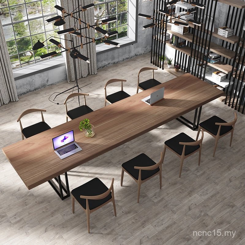 Solid Wood Conference Table Long Table Simple Living Room Strip Large ...