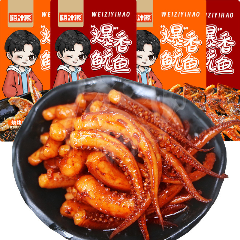 [Special Offer 100 Packs] Spicy Shredded Squid Snacks Teppan Squid ...