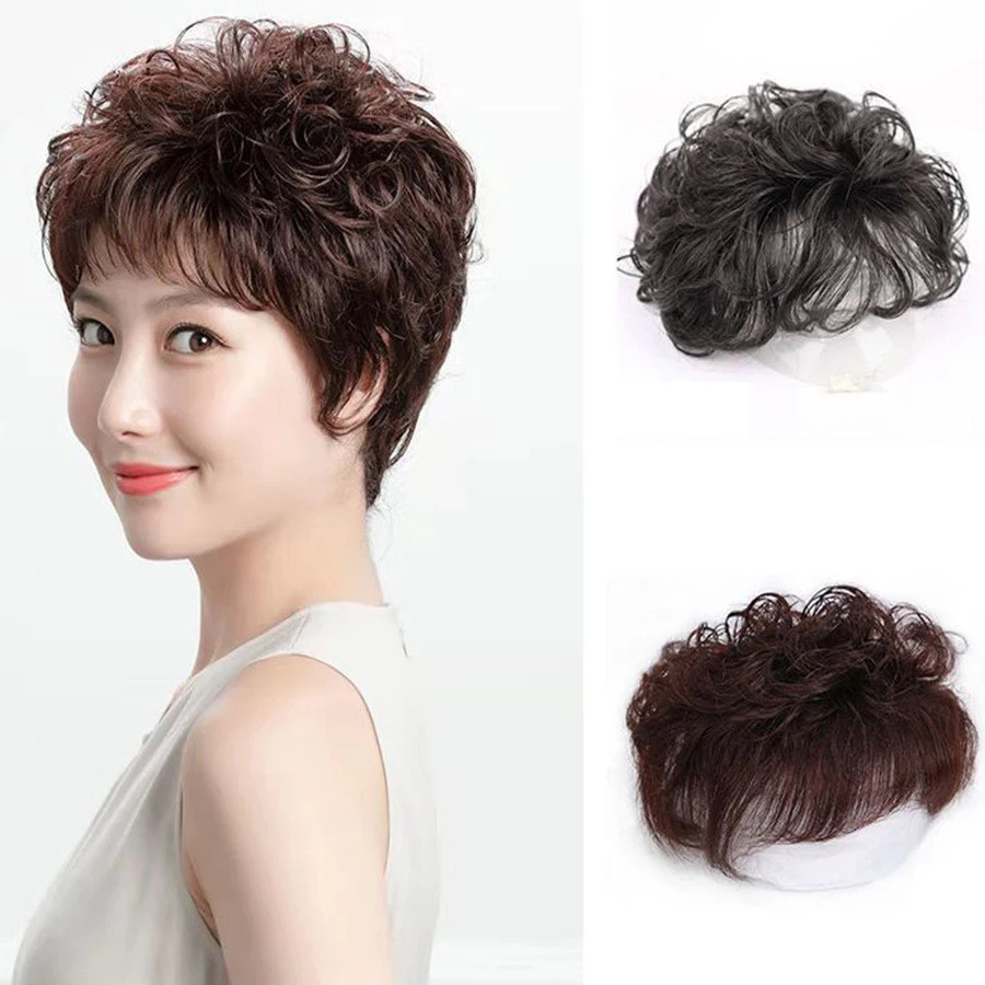 New fashionable middle-aged and elderly women's short curly reissue ...