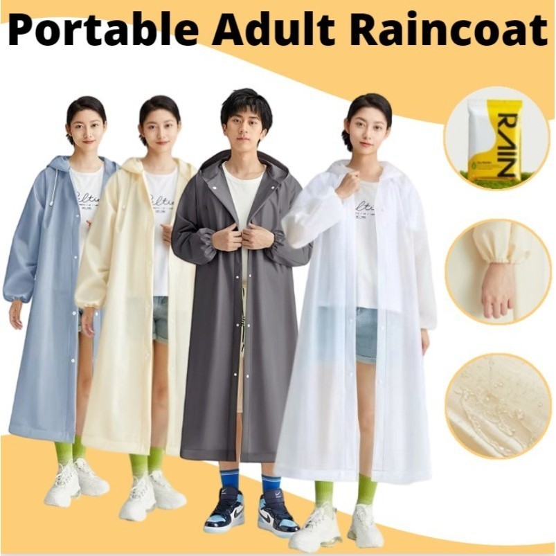 Adult Rain Coat Rainwear Hoodie Poncho Rainsuit Foldable Waterproof ...