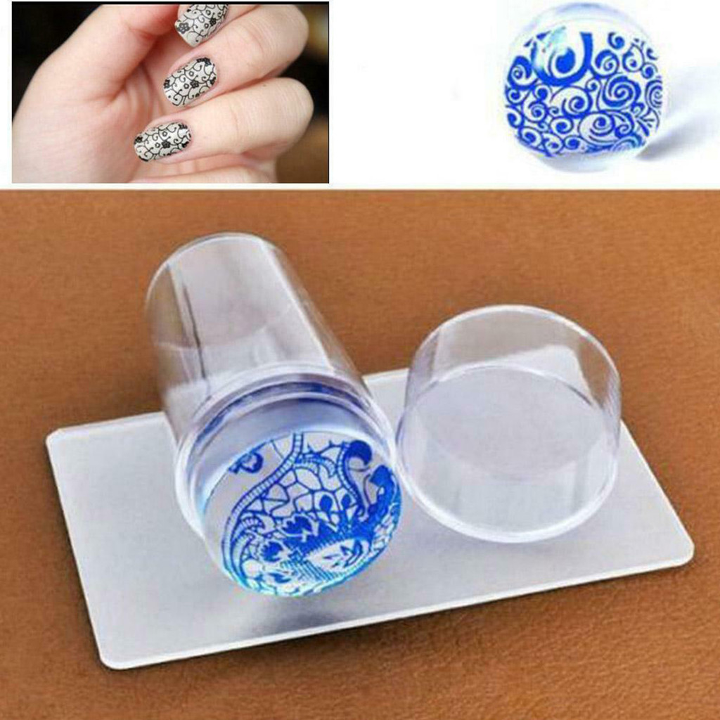 Clear Jelly Nail Stamper Set Silicone Head Polish Stencil Template For ...