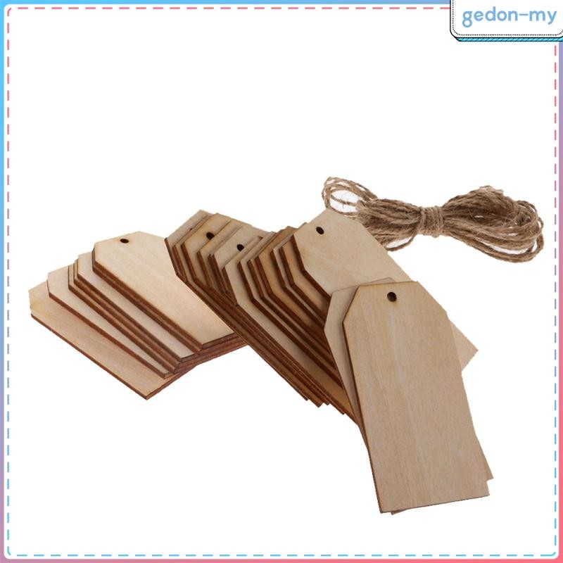 [GedonMY] 50 Pieces Blank Unfinished Hanging Wood Gift Tags Label ...