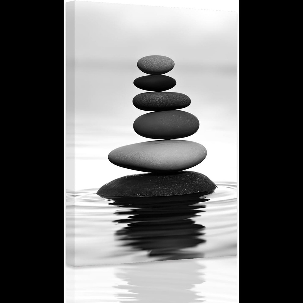 Seni dinding bilik air gaya Zen ZXHYWYM Imej batu spa hitam putih ...