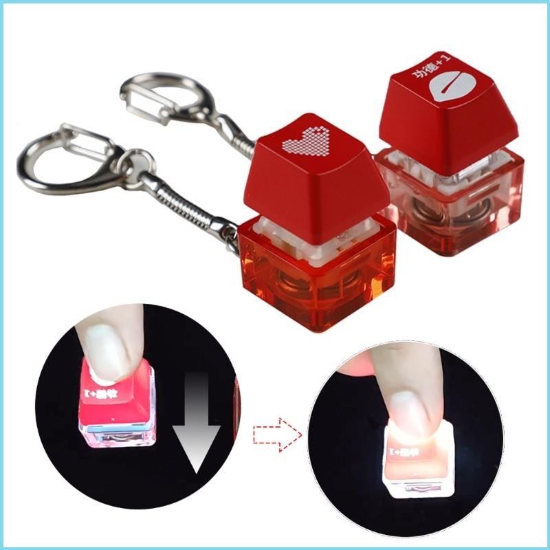 RUN Clicky Keychain Mechanical Switches Tester LED Light Red Keycap ...