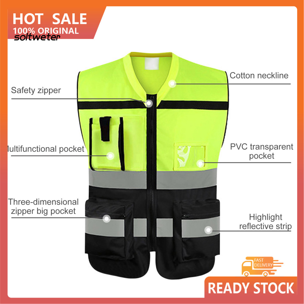 ST| Id Pocket Reflective Vest Pockets Reflective Vest High-visibility ...