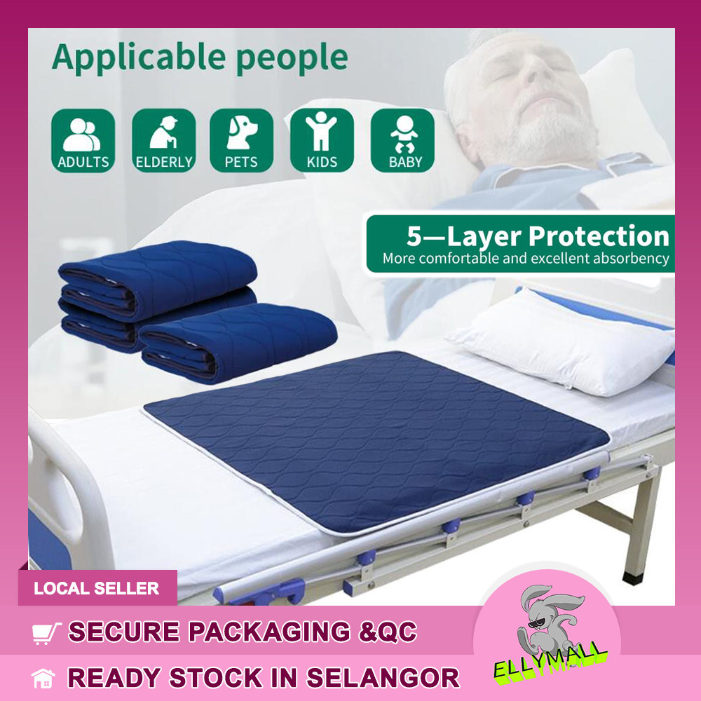 Washable Urine Mat 5-Layer Waterproof Underpad Bed Sheet Absorbent ...