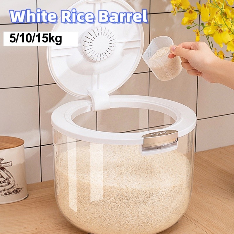 Kitchen Rice Storage Box White Transparent Kitchen Rice Dispenser ...