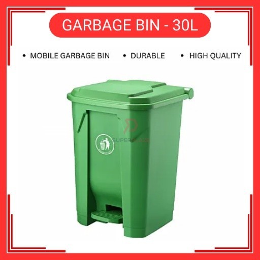 30 Liter Plastic Dustbin With Middle Plastic Pedal Tong Sampah | Shopee ...