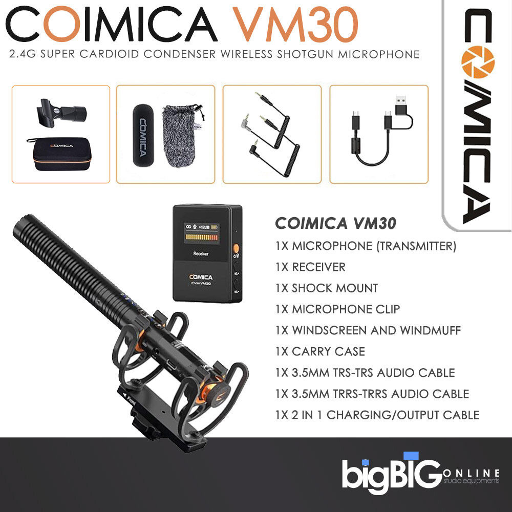COMICA VM30 Super Cardioid Condenser Wireless Shotgun Microphone(2.4G) for Camera,Smartphone and ...