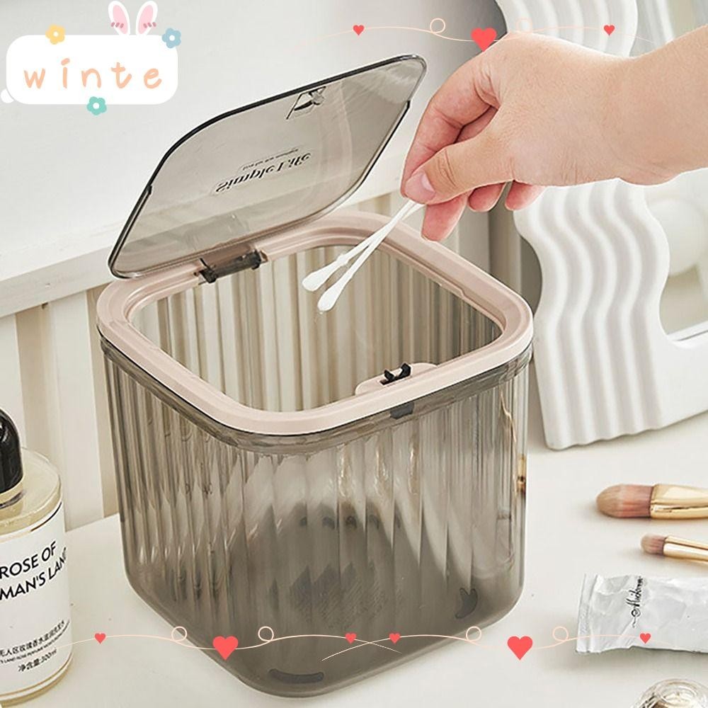 WINTE Waste Bins, Plastic Transparent Desktop Trash, Textured Press ...